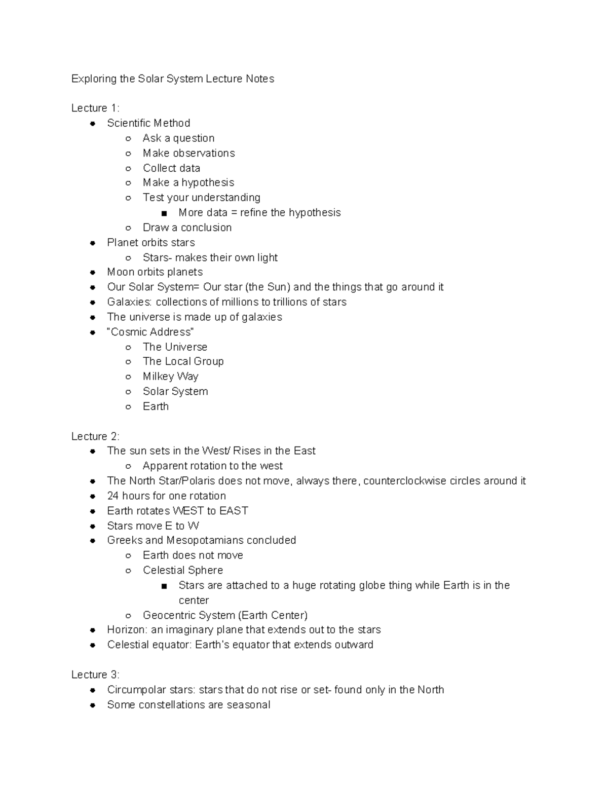 Exploring the Solar System Lecture Notes - html - Studocu