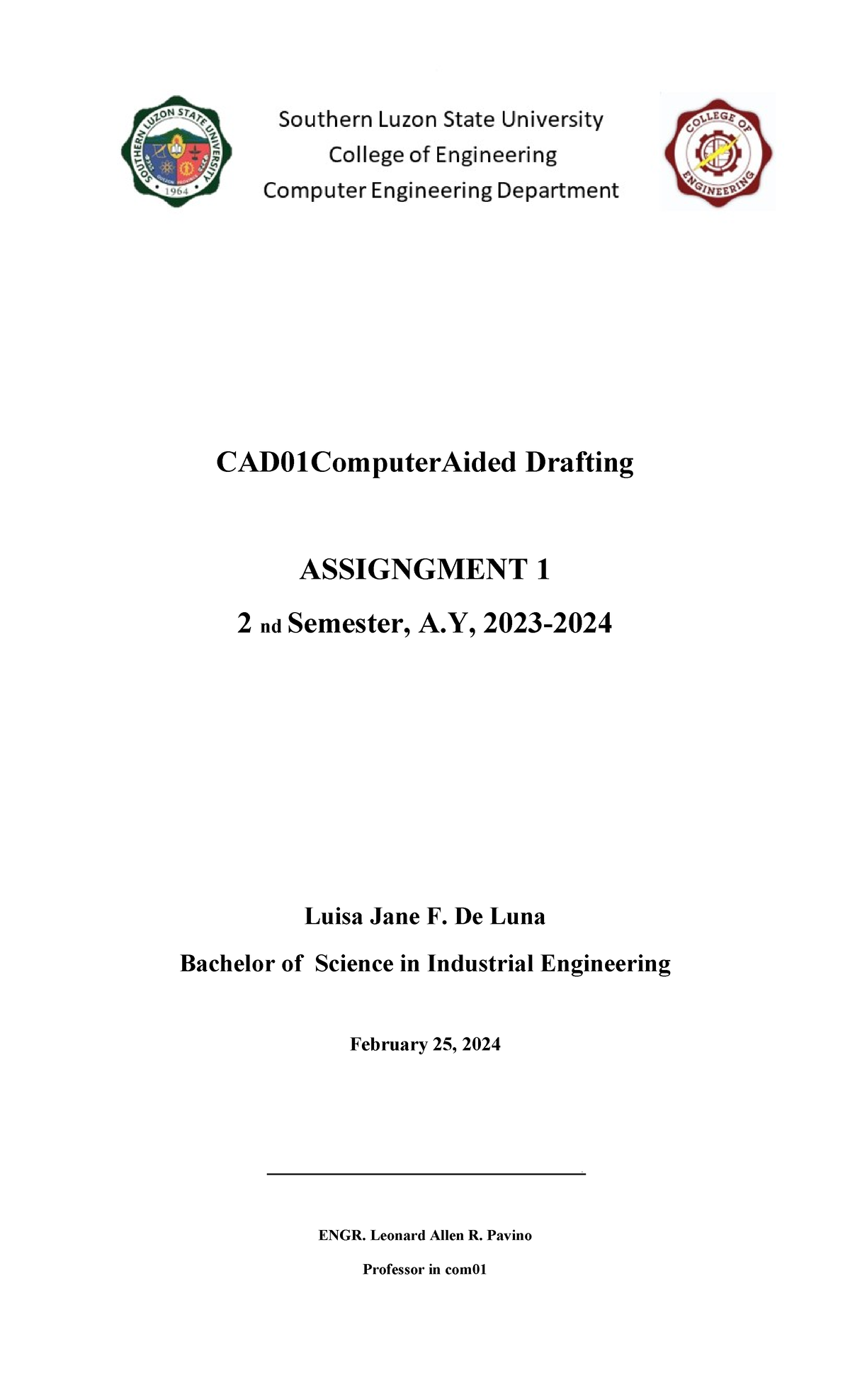 COM01 algorithim ass front page - civil engineering ...