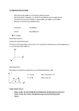 Physik 1 Formelsammlung - Physik I Formelsammlung Formeln sind dem Skript "Physik I" - Studocu