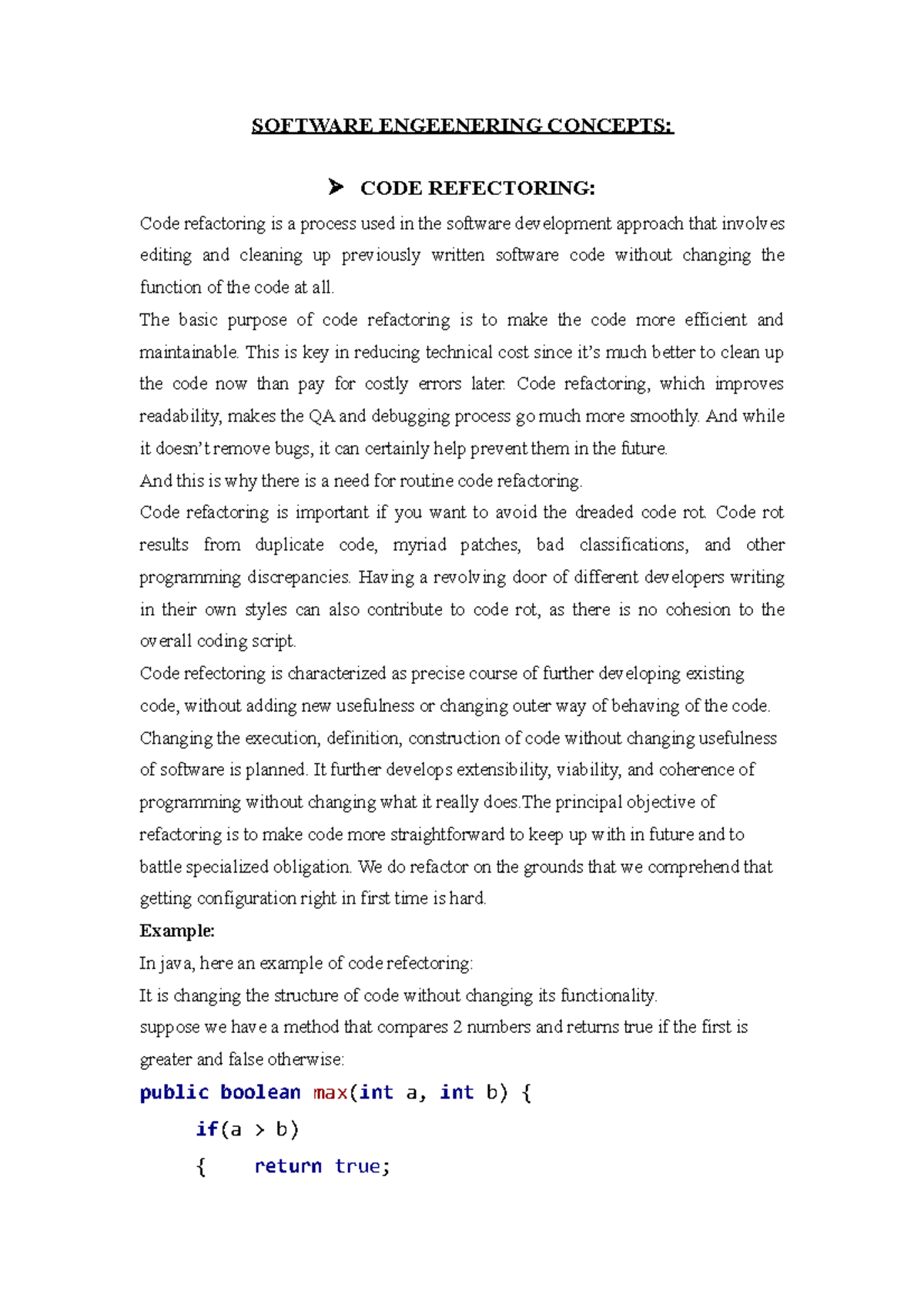CODE Refectoring Software Engeenering Concept - SOFTWARE ENGEENERING ...