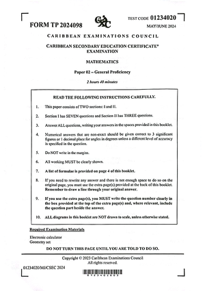May 2024 Mathematics 2024 - Studocu