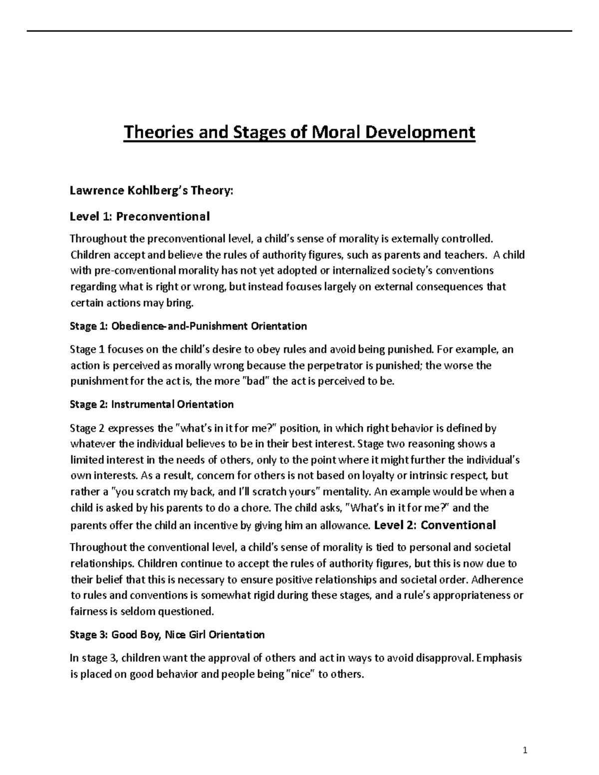 Sociology Theories and Stages of Moral Development - Theories and ...