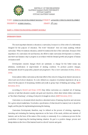 Curriculum, Introduction - Topic: CURRICULUM AN INTRODUCTION Subject ...