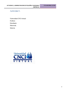 Actividad 1 M4 Administración de pequeñas y medianas empresas FLN A - UNIVERSIDAD CNCI VIRTUAL ...