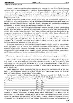 Chapter 1 quiz 1 answer - chap1 - Econometrics (I) Chapter 1: Quiz 1 ...