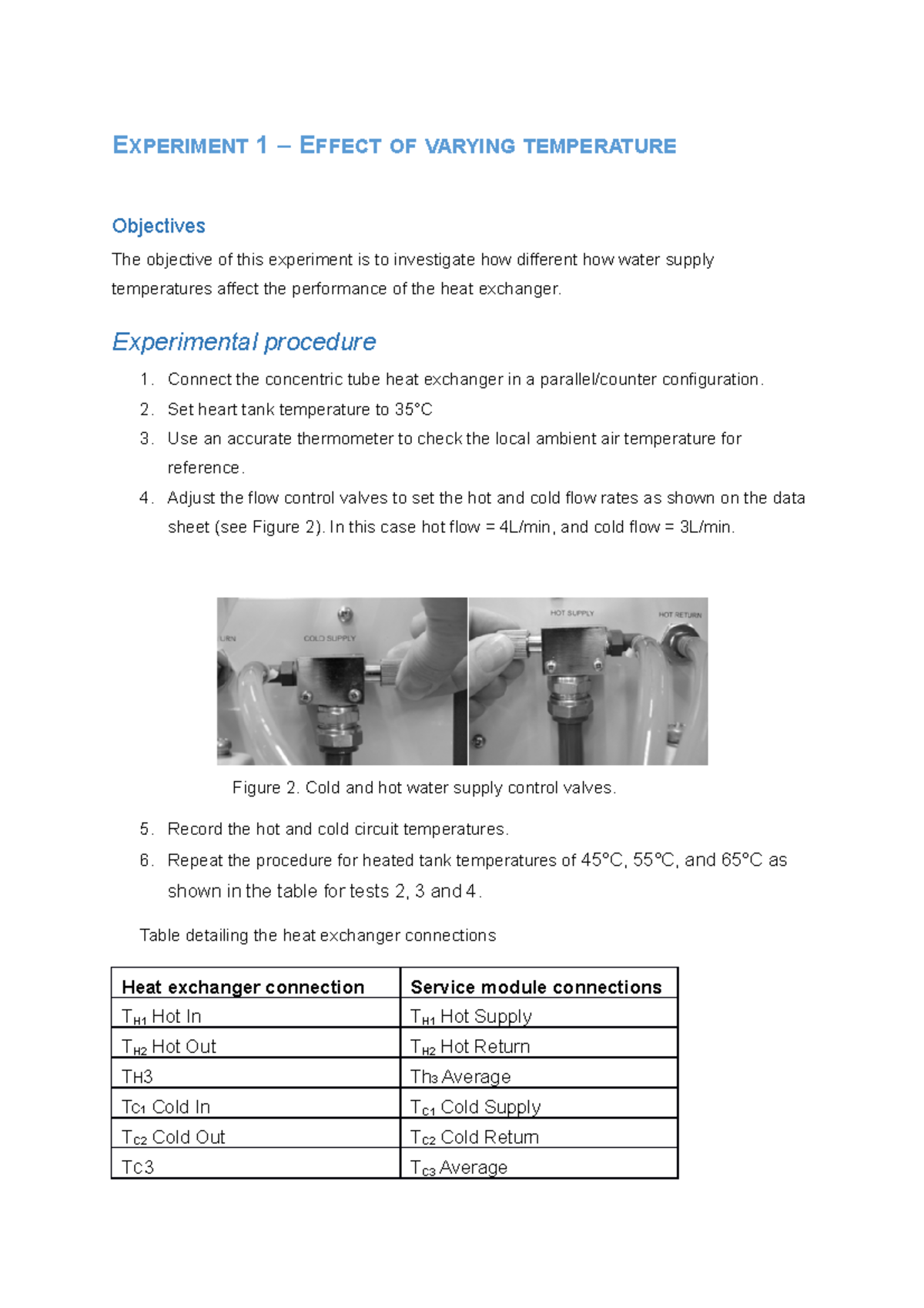 Experiment-1 - experiment 1 - EXPERIMENT 1 – EFFECT OF VARYING TEMPERATURE Objectives The ...
