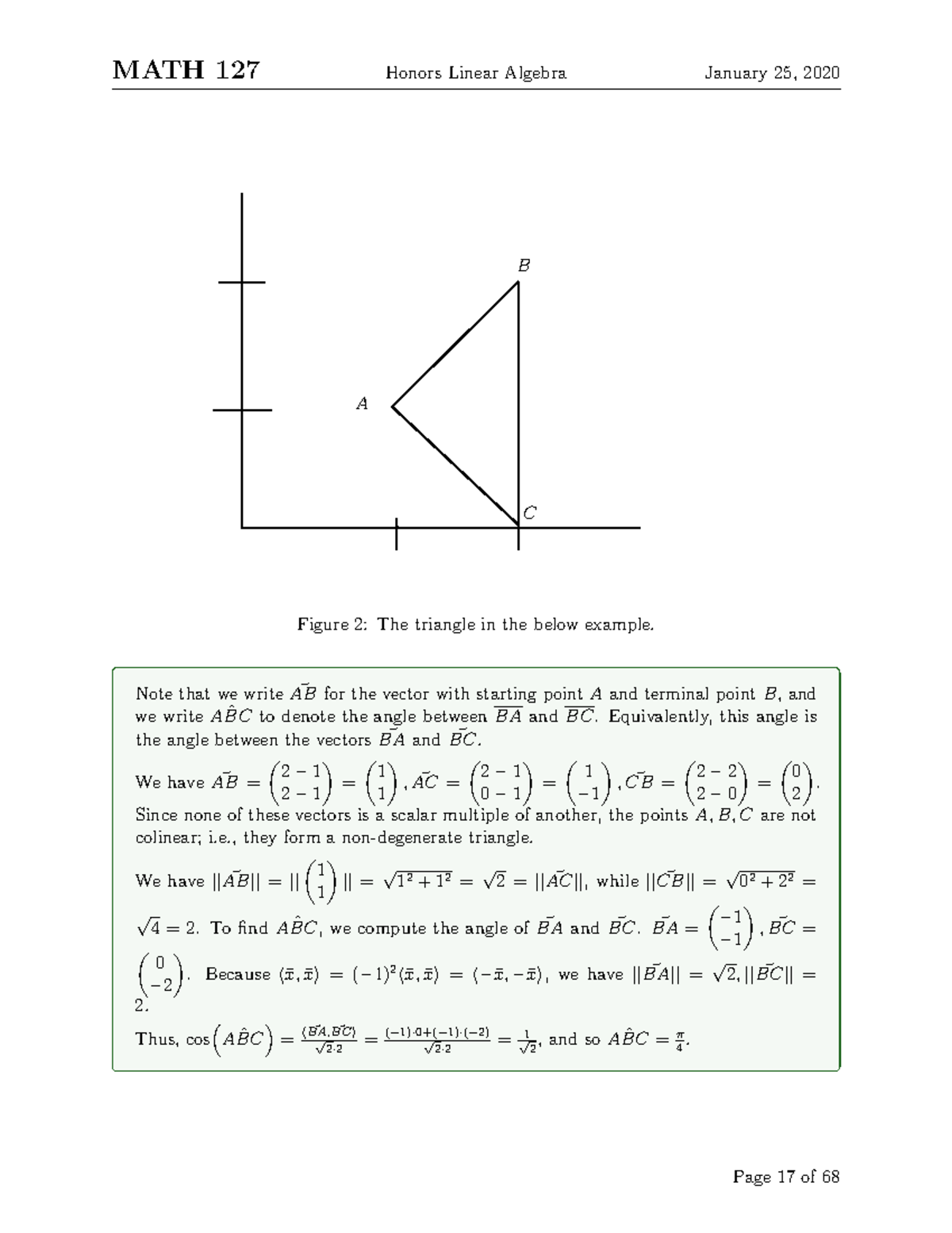 MATH 235-17 - Lecture notes 17 - MATH 127 Honors Linear Algebra January ...