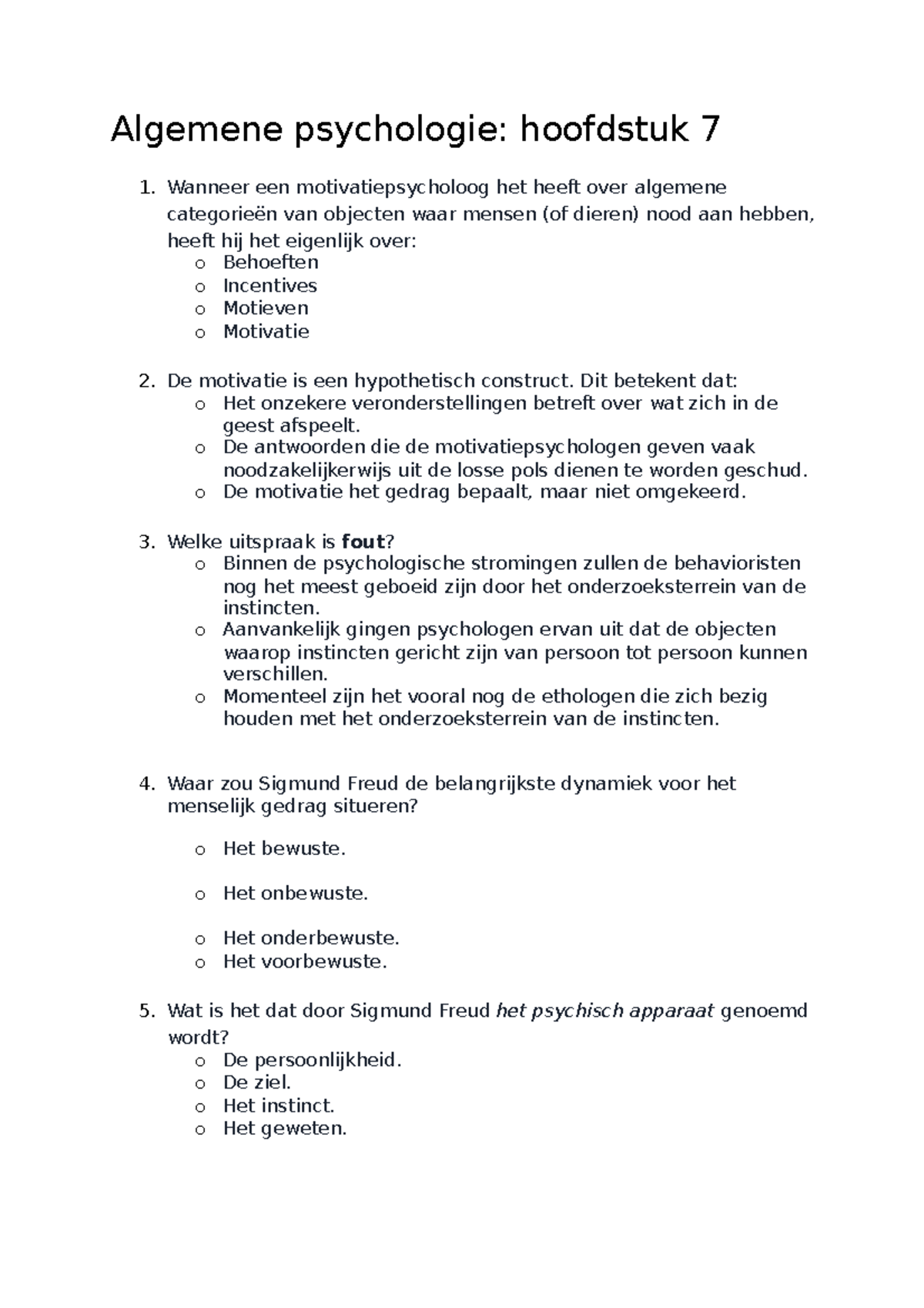 Algemene psychologie hoofdstuk 7 vragen - Algemene psychologie ...