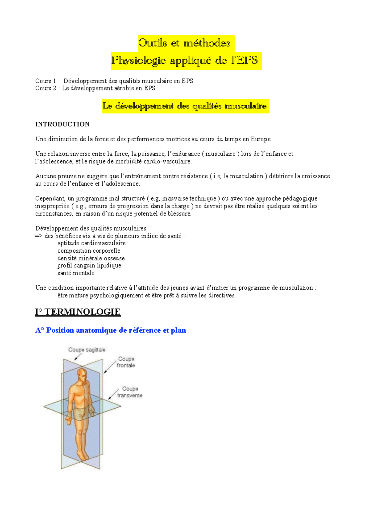 Outils POUR Enseigner physiologie - Outils et méthodes Physiologie appliqué de l’EPS Cours 1 ...