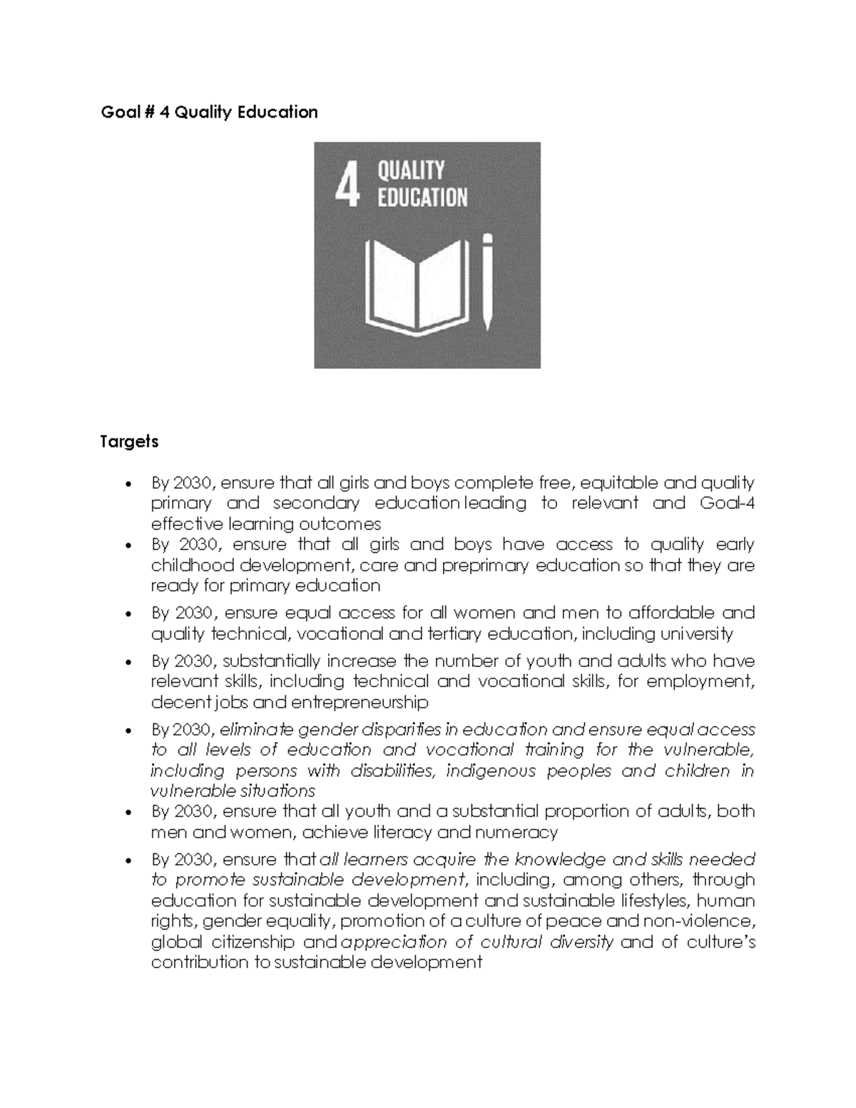 Lesson 5 Education Gender and Water Resources Goals SDG 4 5 6 - Goal ...