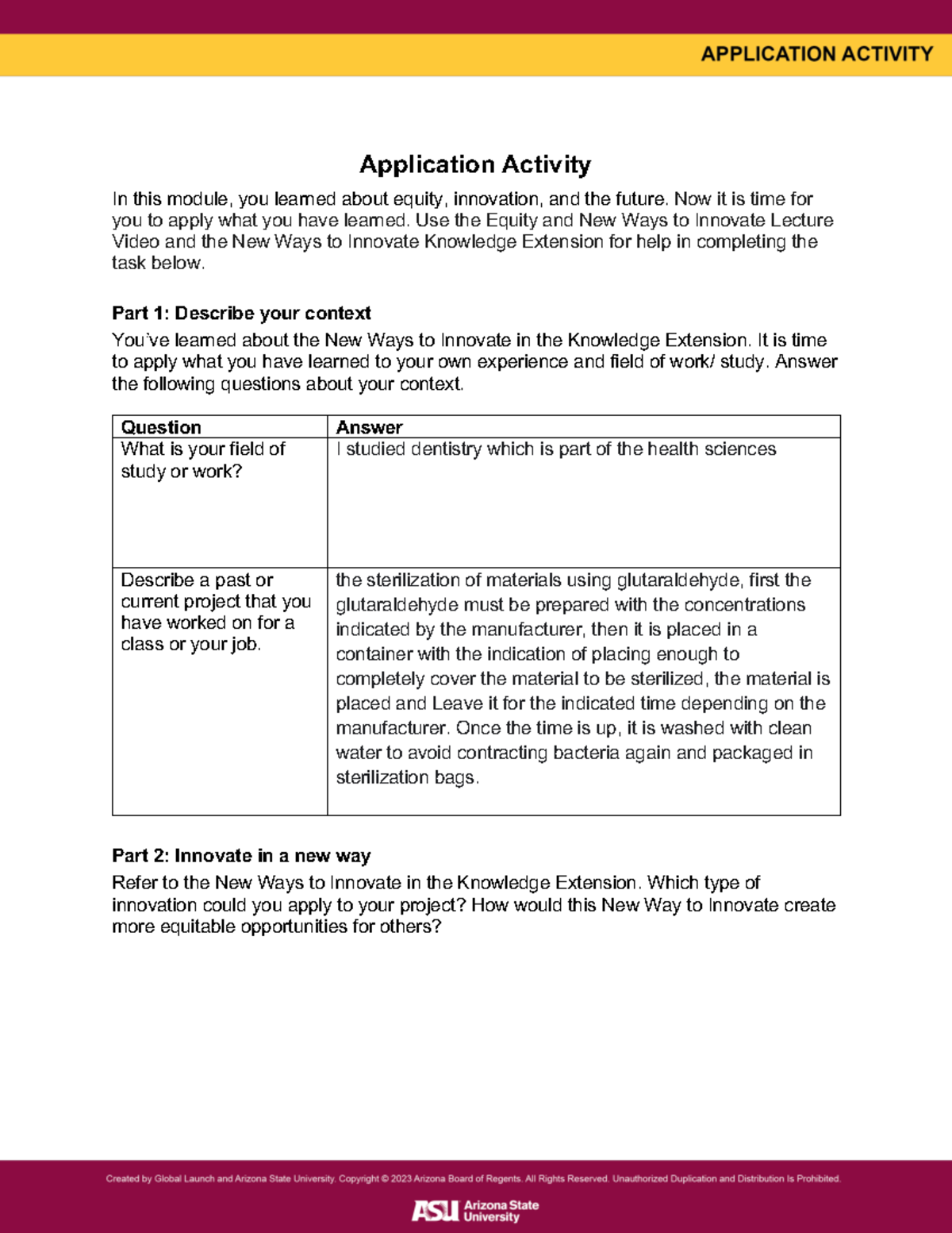 3.7 Curso de ASU - Application Activity In this module, you learned ...