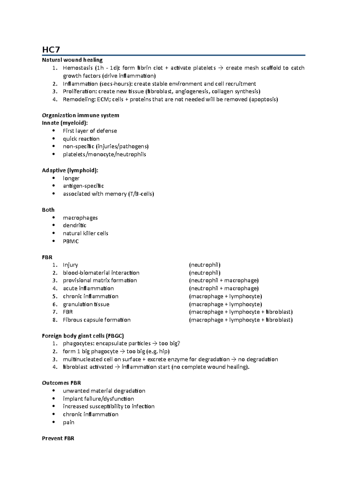 Natural wound healing, foreign body reaction, ECM, biomaterials ...