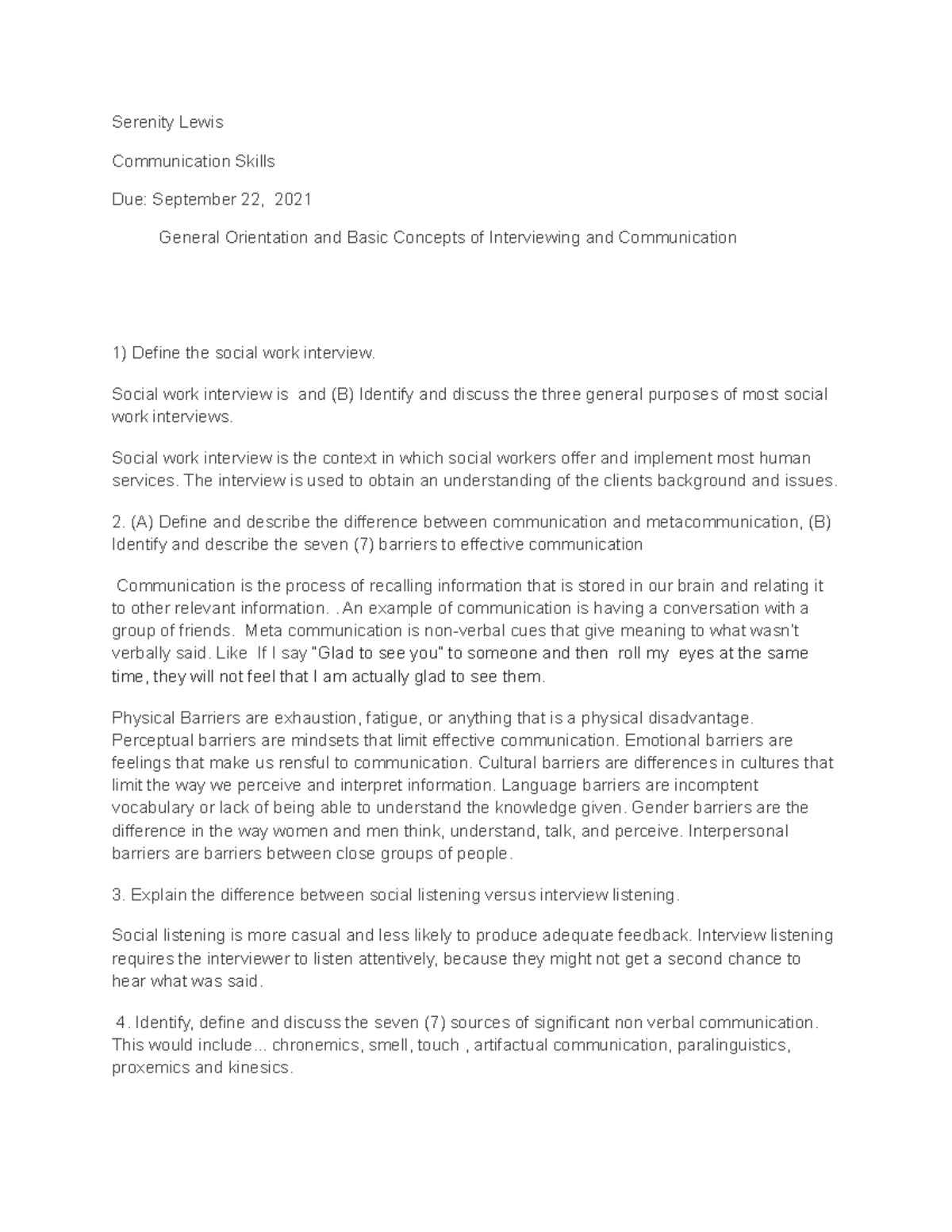 Communication Skills Module 1 Study Guide - Serenity Lewis ...