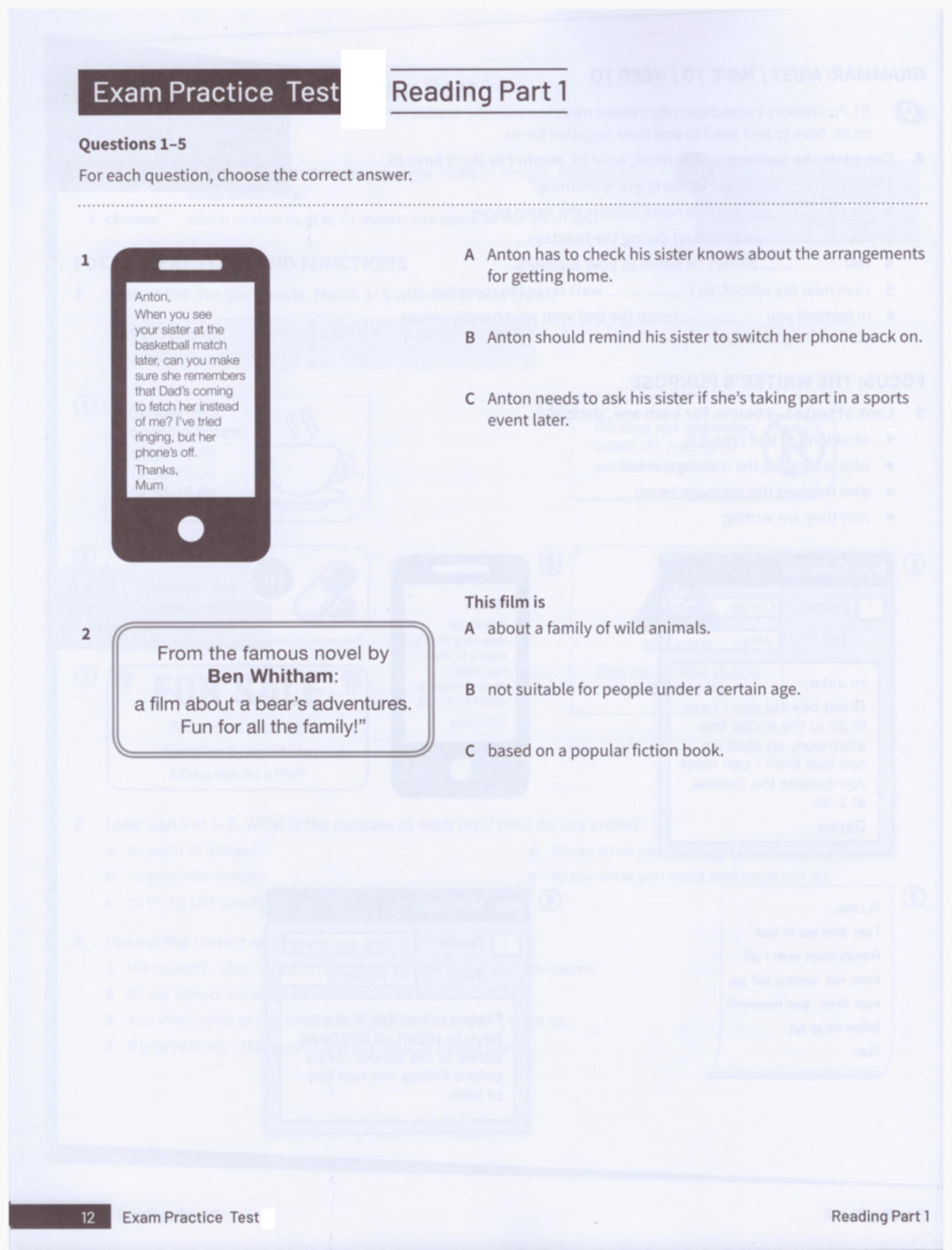 Reading test 4 - Ôn tập đọc - Questions For each question, choose the ...