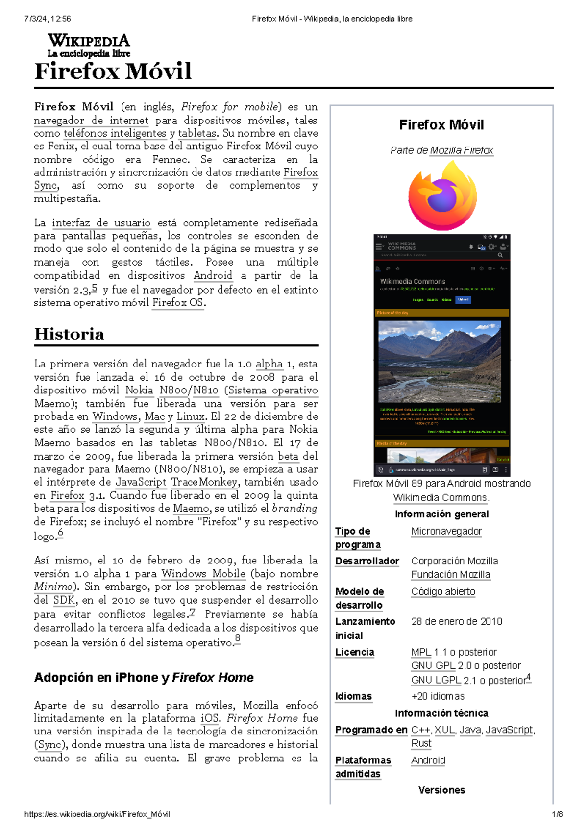 Firefox Móvil - Wikipedia, la enciclopedia libre - Firefox Móvil Parte ...