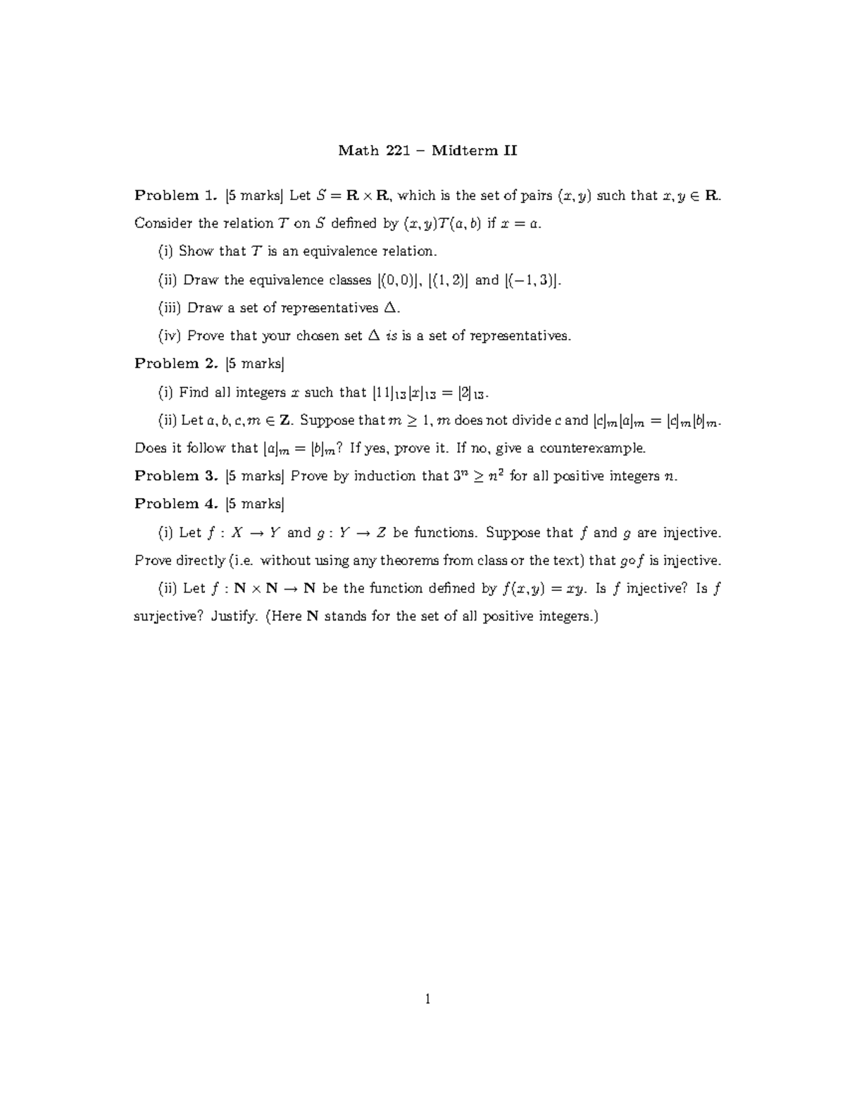 Parcial 2 - Math 221 – Midterm II Problem 1.[5 marks] LetS=R×R, which ...