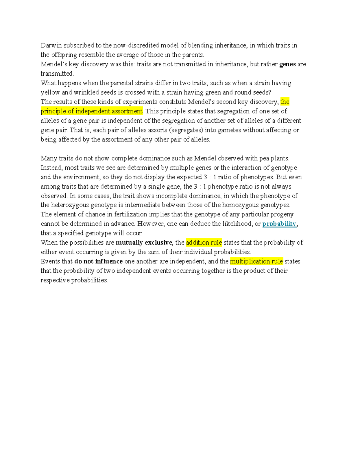 Mendel and his work - Darwin subscribed to the now-discredited model of ...