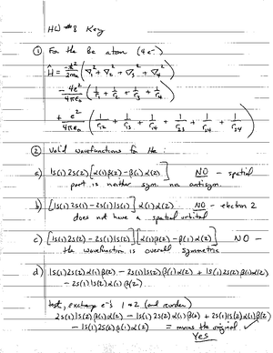 Physical Chemistry II - Homework, Problem Set 2 And Solutions - Chem 332: Problem Set Due in ...