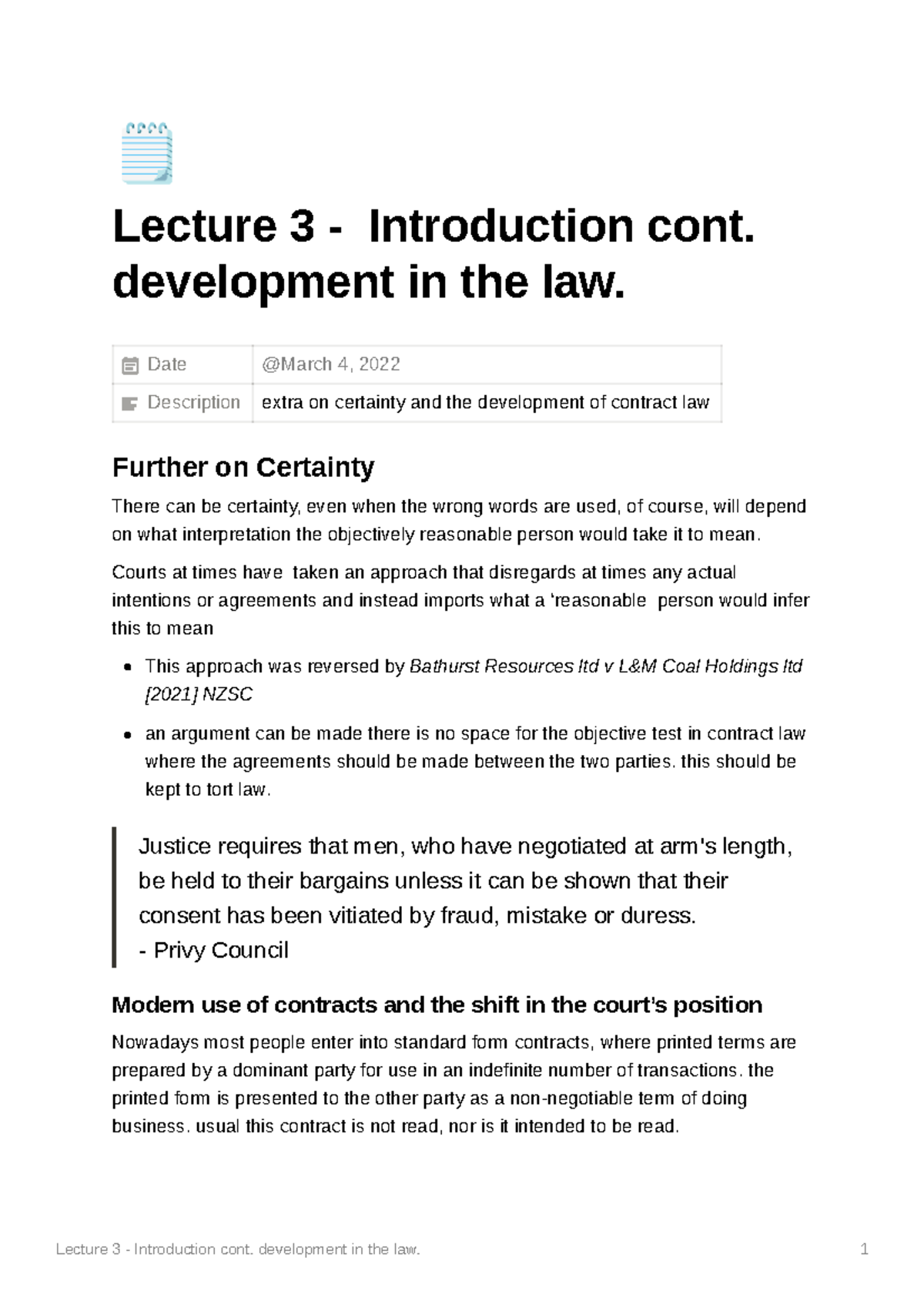 Lecture 3 - Introduction cont. development in the law - 🗒 Lecture 3 - Introduction cont ...