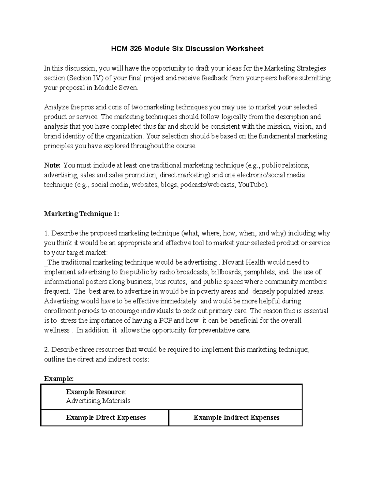 HCM 325 Module Six Discussion Worksheet - Analyze the pros and cons of ...