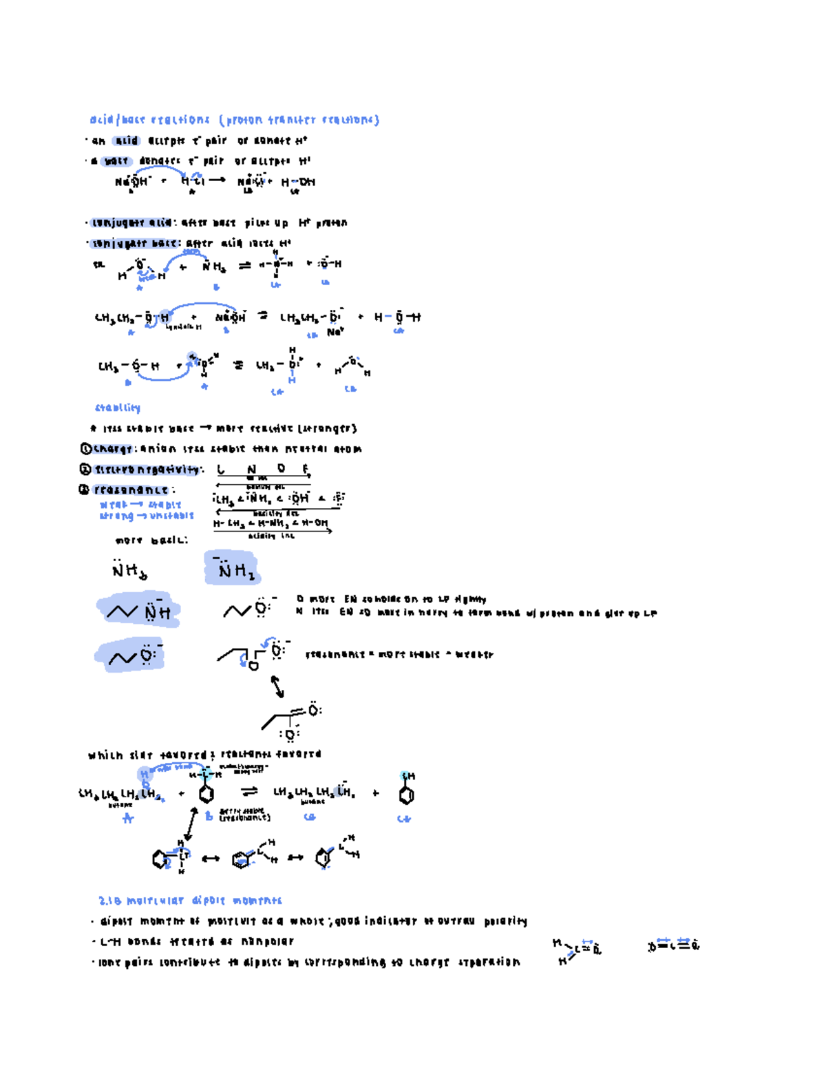 Chapter 2 notes - acidbasereactions protontransferreactions an acid ...