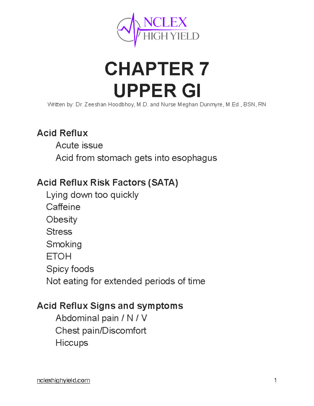 Upper GI 11 2023 - Nursing notes - CHAPTER 7 UPPER GI Written by: Dr ...