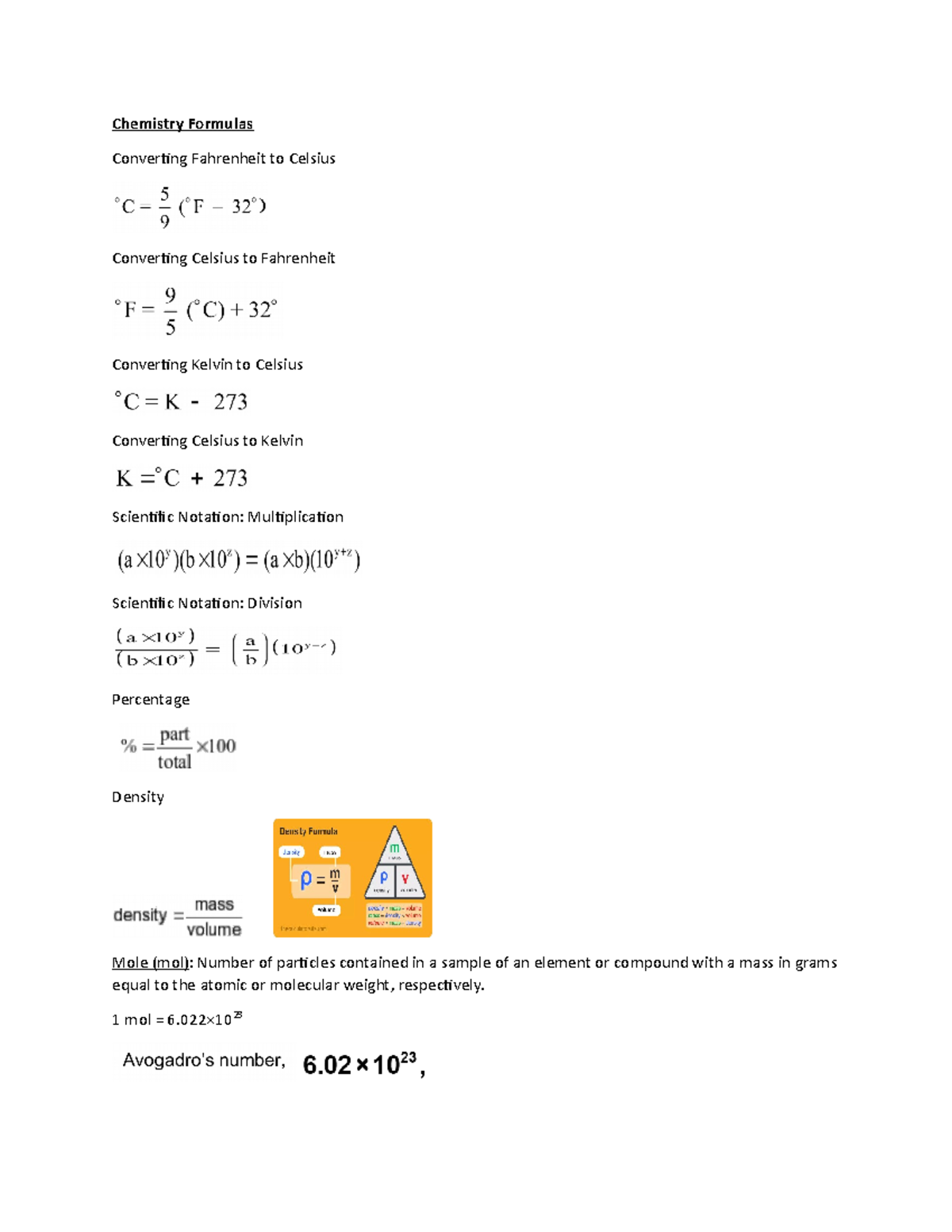 Chemistry+Formulas - Read - Chemistry Formulas Converting Fahrenheit to ...