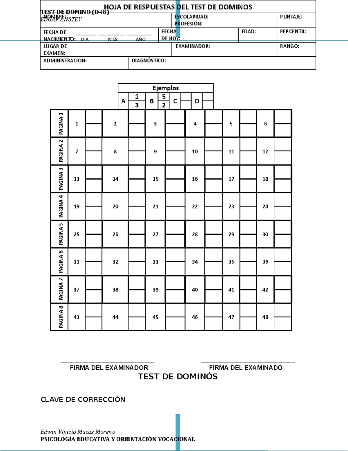 240294891 Test de Dominos - TEST DE DOMINO (D48) EDGAR ANSTEY Ejemplos ...