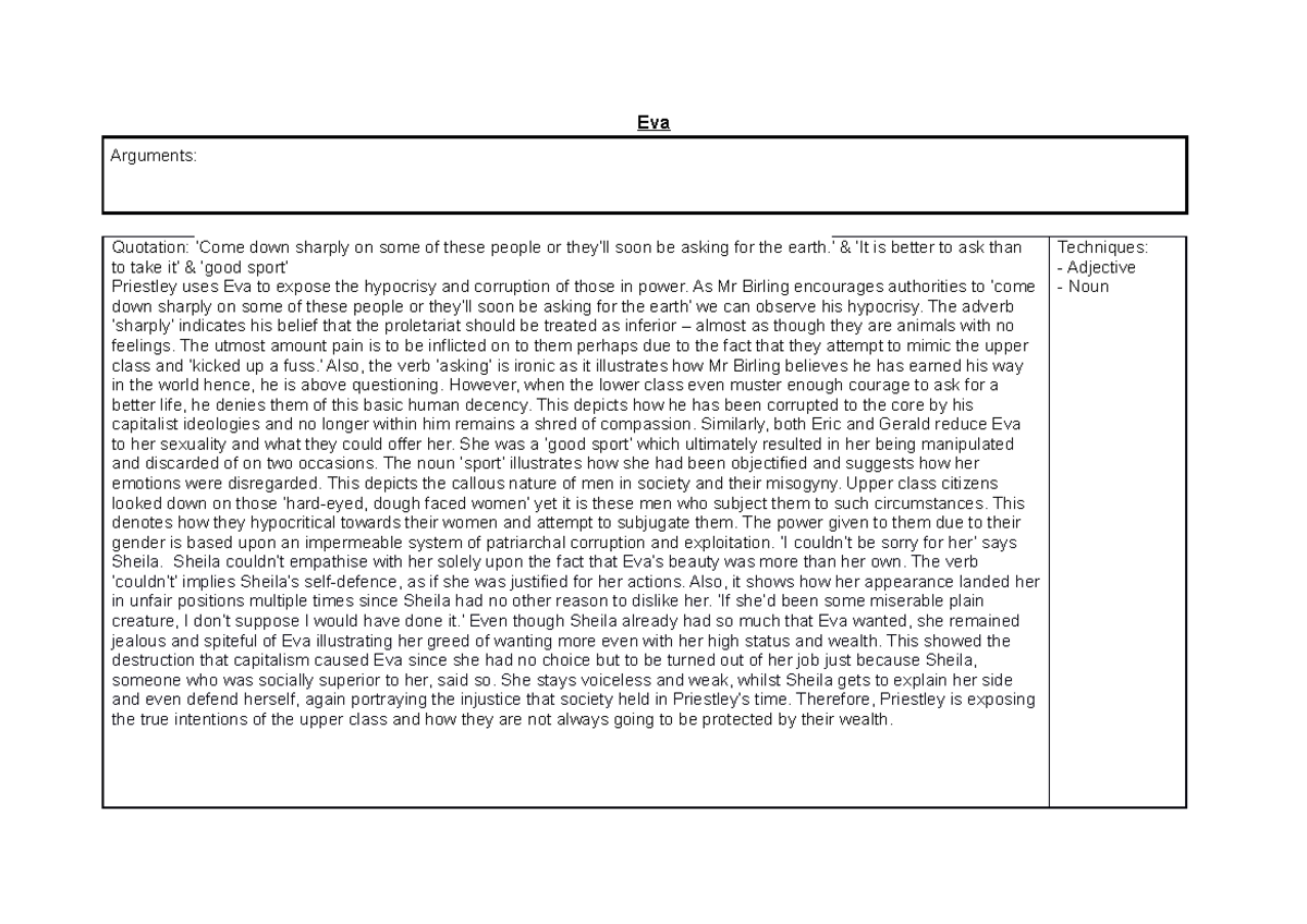 AIC - An Insight into Eva - Eva Arguments: Quotation: ‘Come down ...