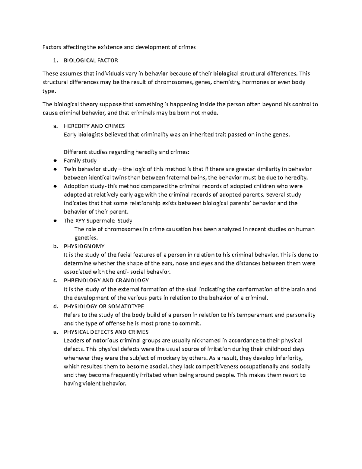 Factors affecting criminality - Factors affecting the existence and ...