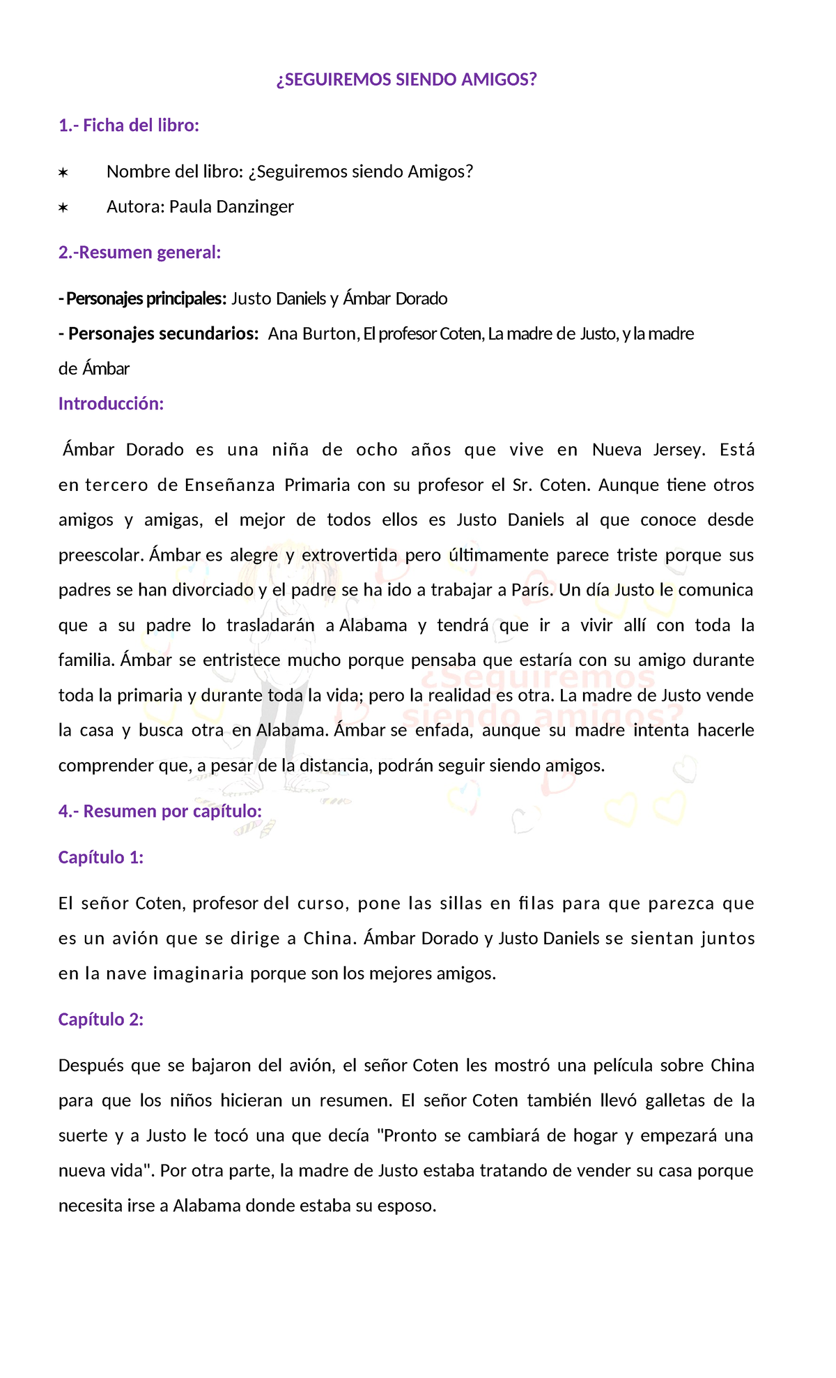 Seguiremos Siendo Amigos Resumen - ¿SEGUIREMOS SIENDO AMIGOS? 1.- Ficha del libro: Nombre del ...