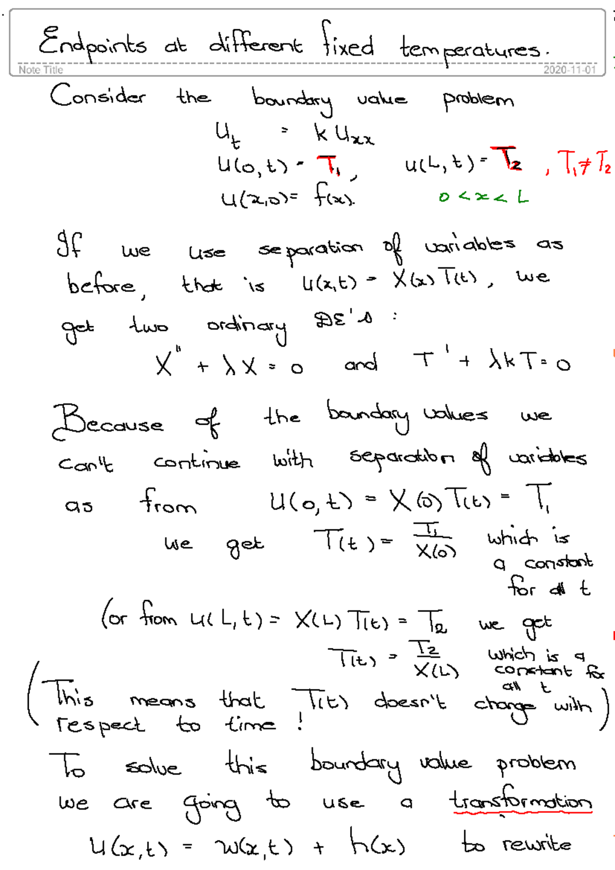 Endpoints at different fixed temperatures - Note Title Consider the ...