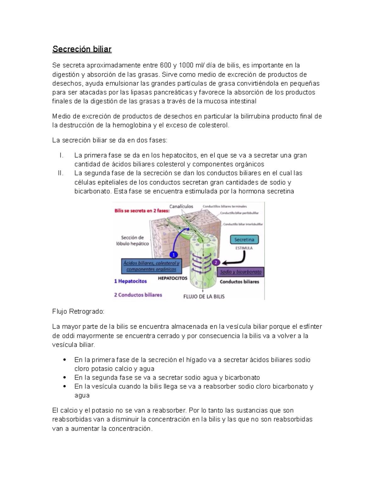 Secreción biliar - Secreción biliar Se secreta aproximadamente entre ...