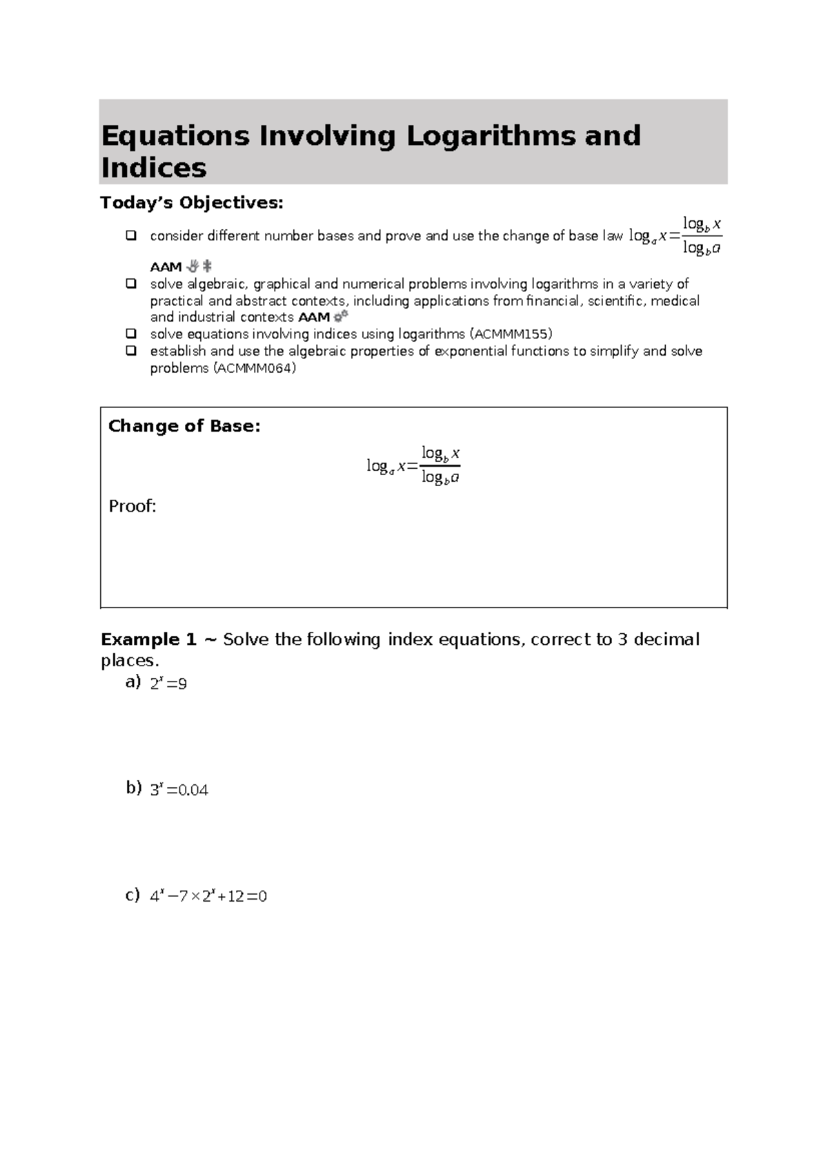 4. Equations Involving Logarithms and Exponentials - Equations ...