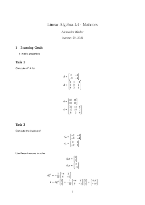 Sol tut3 lineqs - math 2 tutorial answer - Linear Algebra L3 - Linear mappings Alexander Binder ...