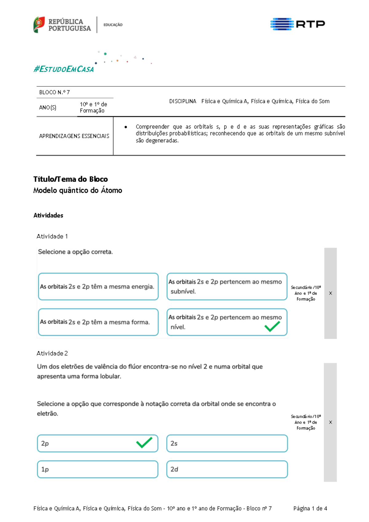 07 Física e Química A 10º ano Modelo quântico do átomo - #E STUDO E M C ...