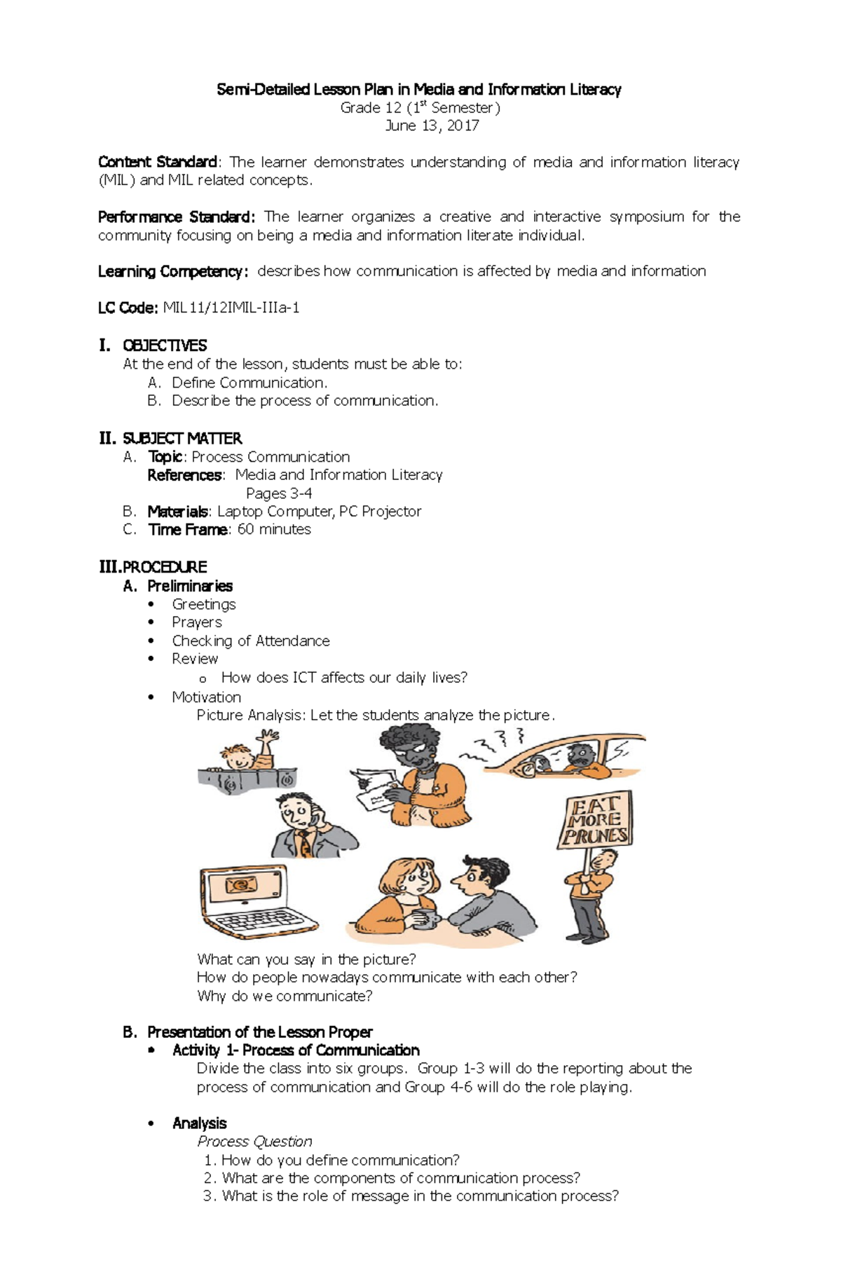 MIL Lesson-Plan wk1 - asdasf - Semi-Detailed Lesson Plan in Media and ...