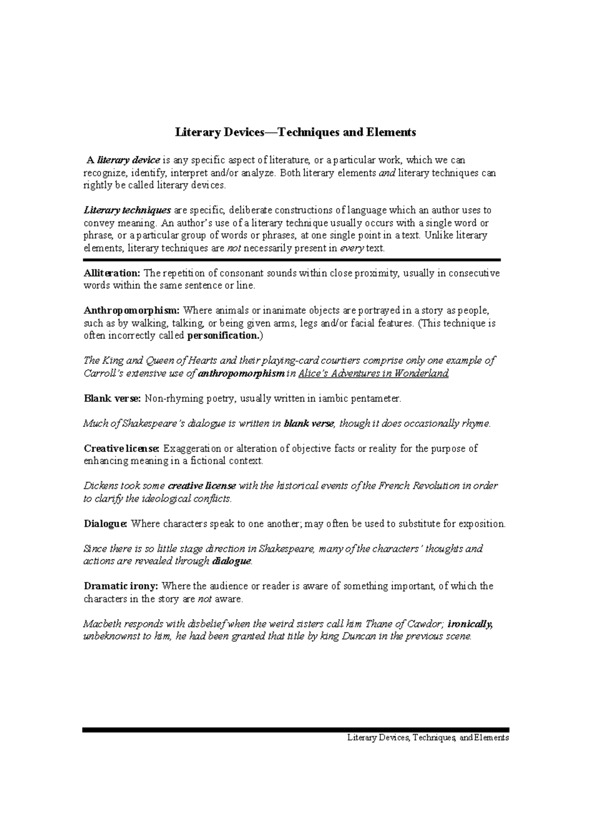 Lieracy devices - Literary Devices—Techniques and Elements A literary ...