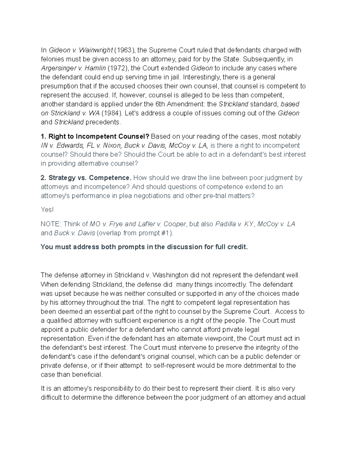 ROA - DQ5 - Gideon, Strickland, and Inadequate Counsel - In Gideon v ...