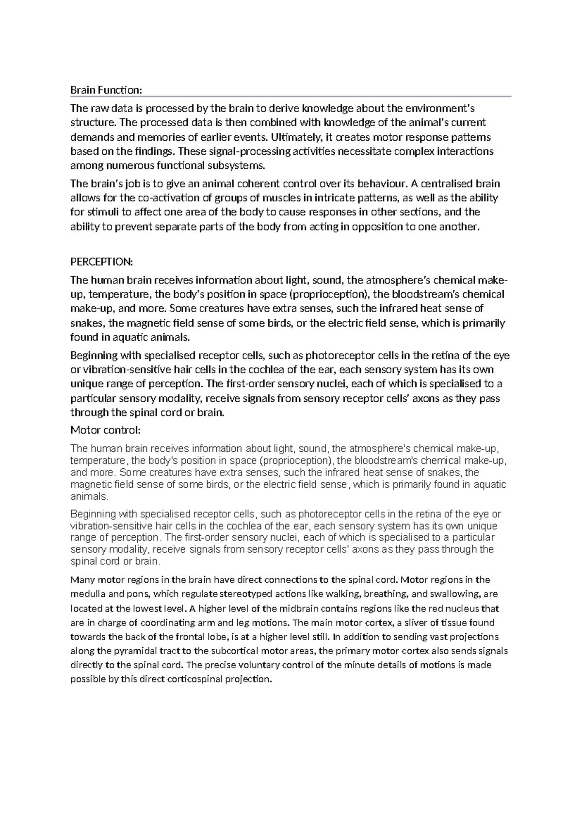 Brain - Lecture notes and study material - Brain Function: The raw data ... Brain - Lecture notes and study material - Brain Function: The raw data ...