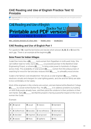 Engexam.info-CAE Reading and Use of English Practice Test 11 Printable ...