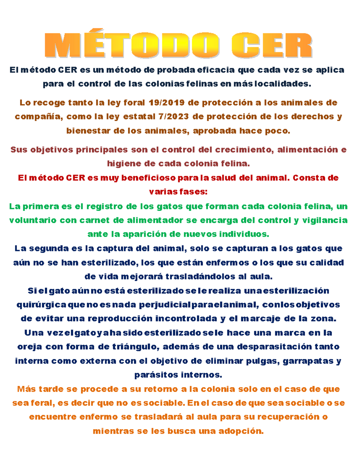 Metodo CER Folleto - Proyecto hacia el método CER. - El método CER es ...