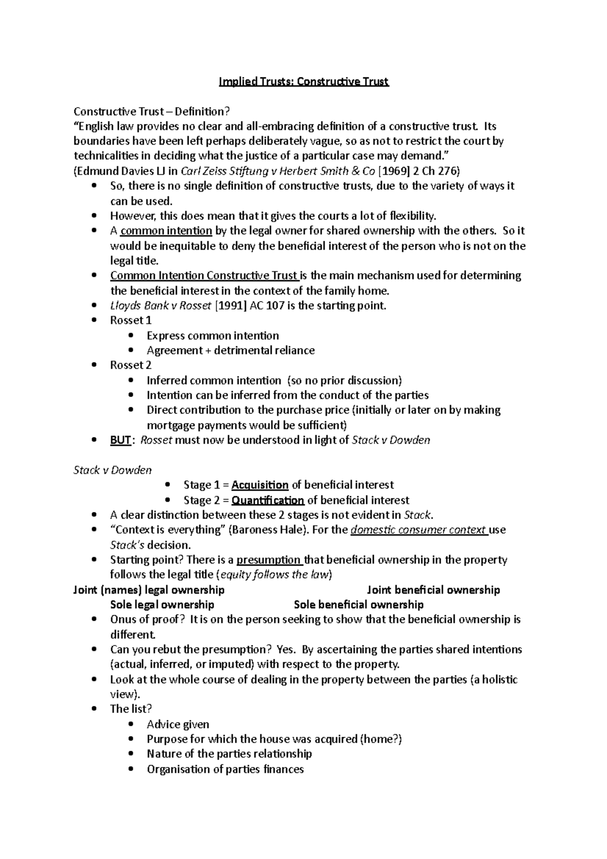 Implied Trusts- Constructive Trust - Implied Trusts: Constructive Trust Constructive Trust ...