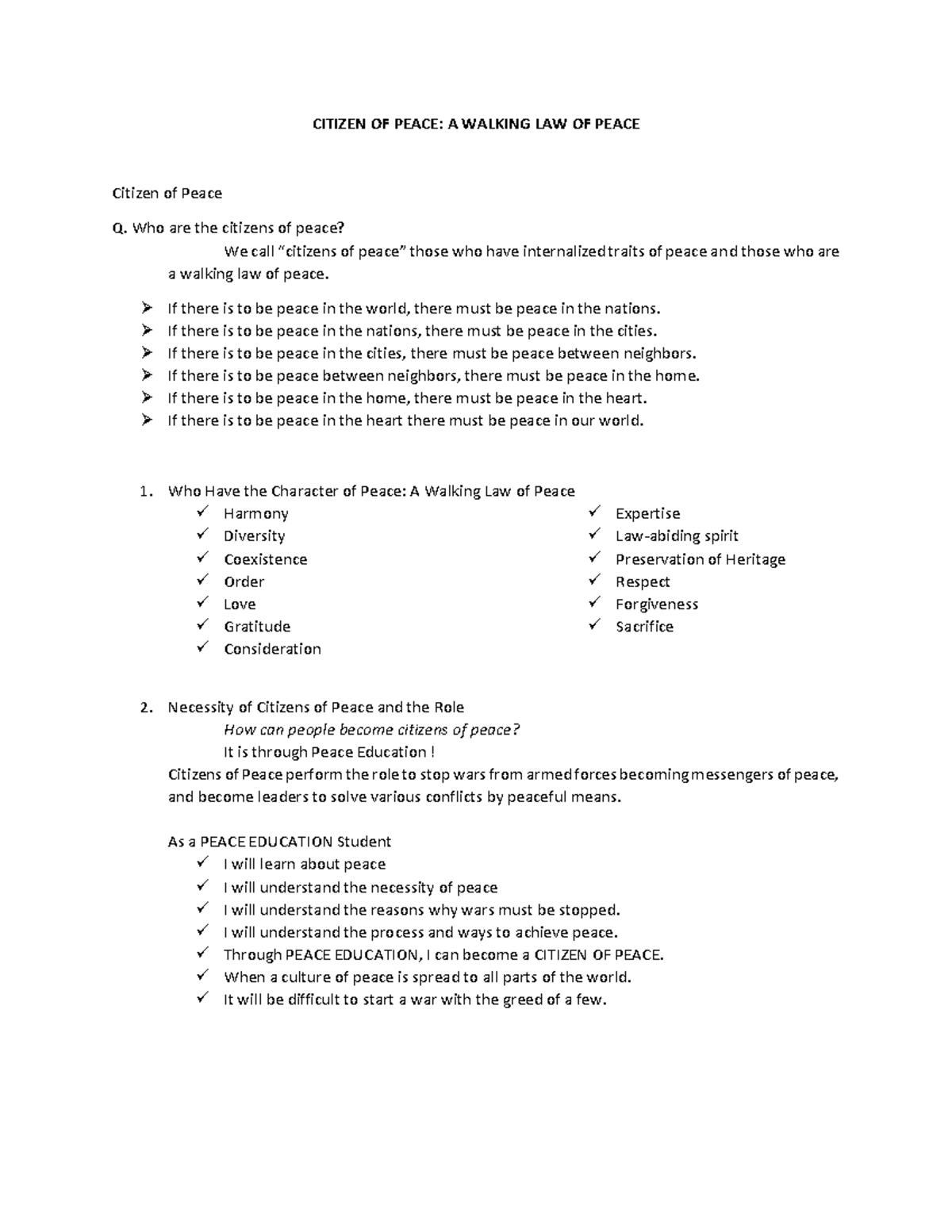 Contemporary World 2-8 - CITIZEN OF PEACE: A WALKING LAW OF PEACE ...