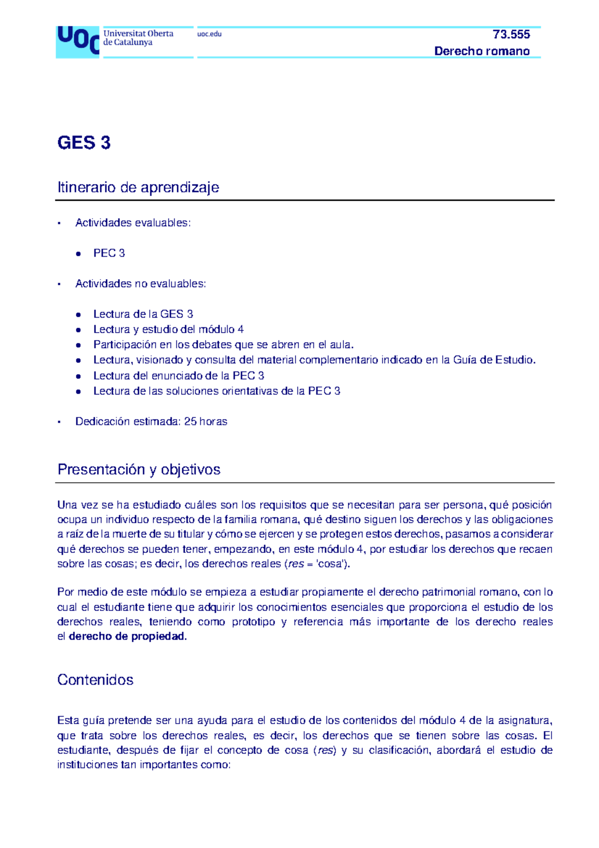 73 - Ges 3 - Esta es mi tierra - 73. 555 Derecho romano GES 3 ...