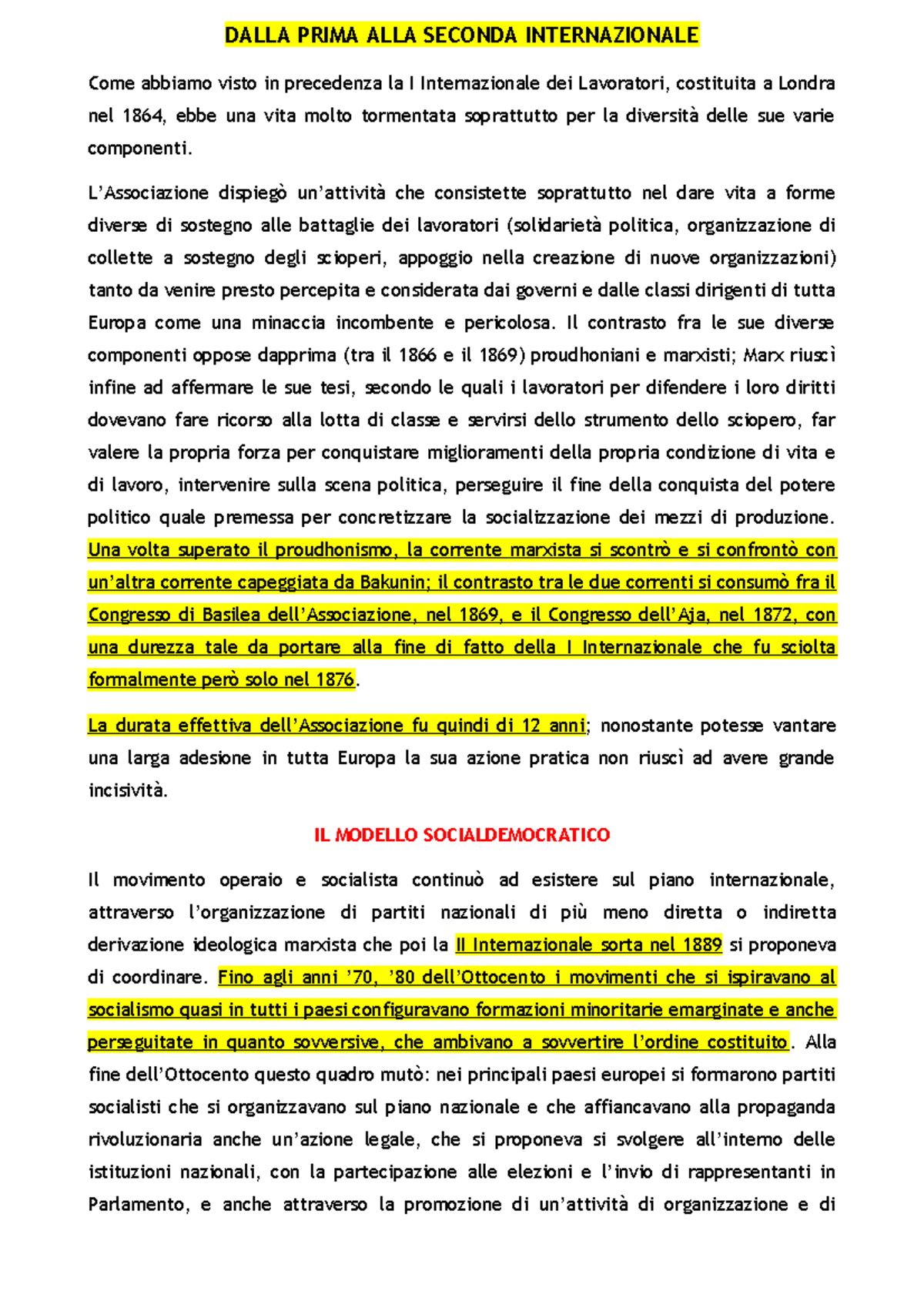 Dalla Prima ALLA Seconda Internazionale - DALLA PRIMA ALLA SECONDA ...