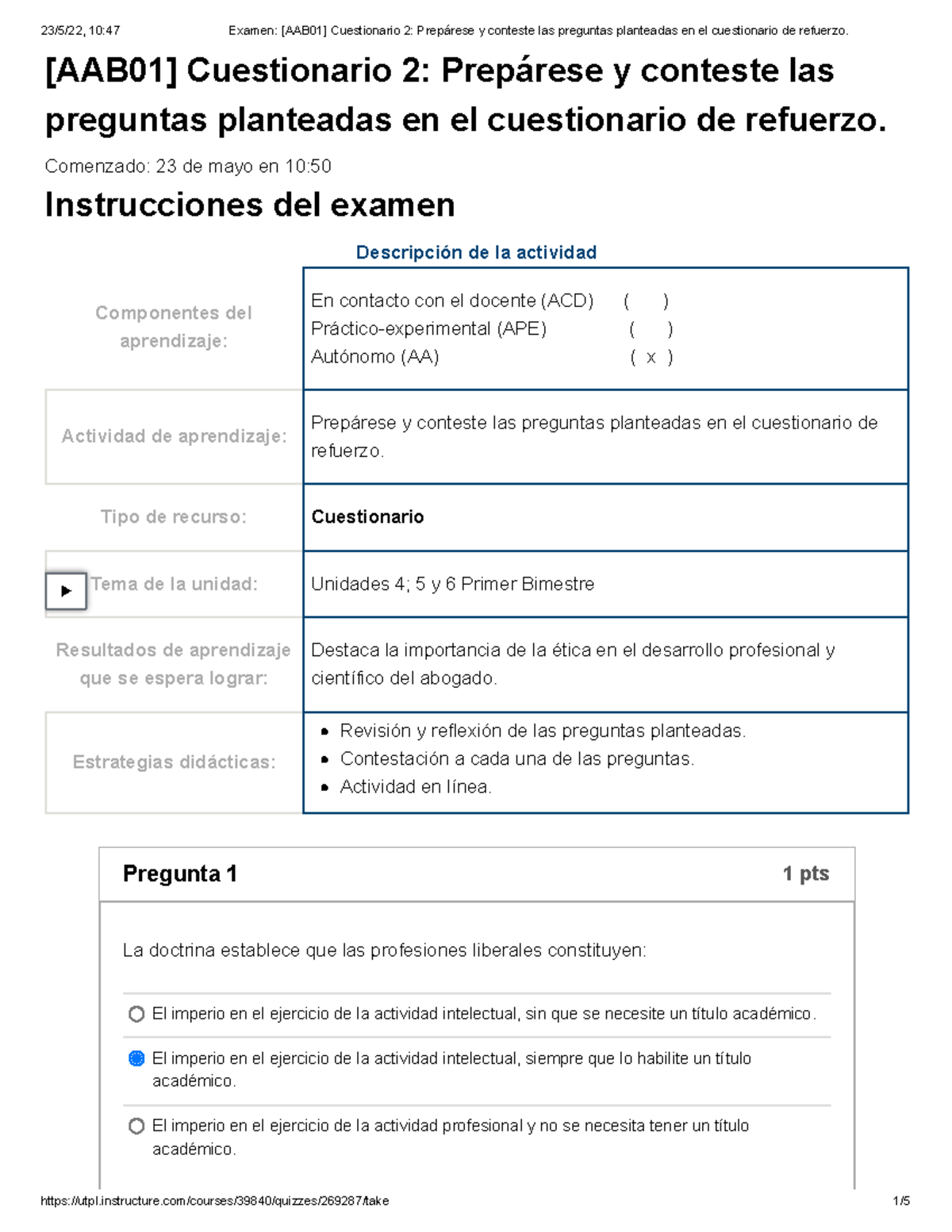 7 Prepárese y conteste las preguntas planteadas en el cuestionario de ...