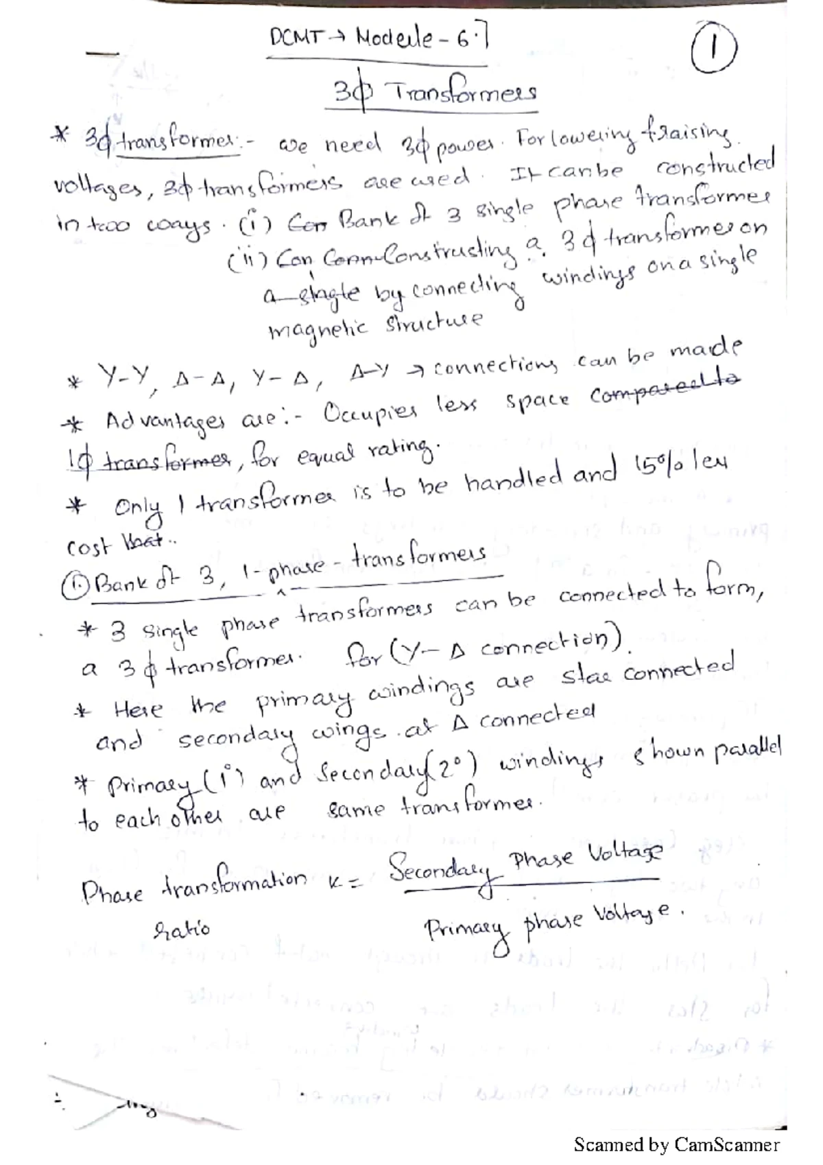 DCMT Part 4 Notes - DCMT Mod 5 I Losses in a transformer Since the ...