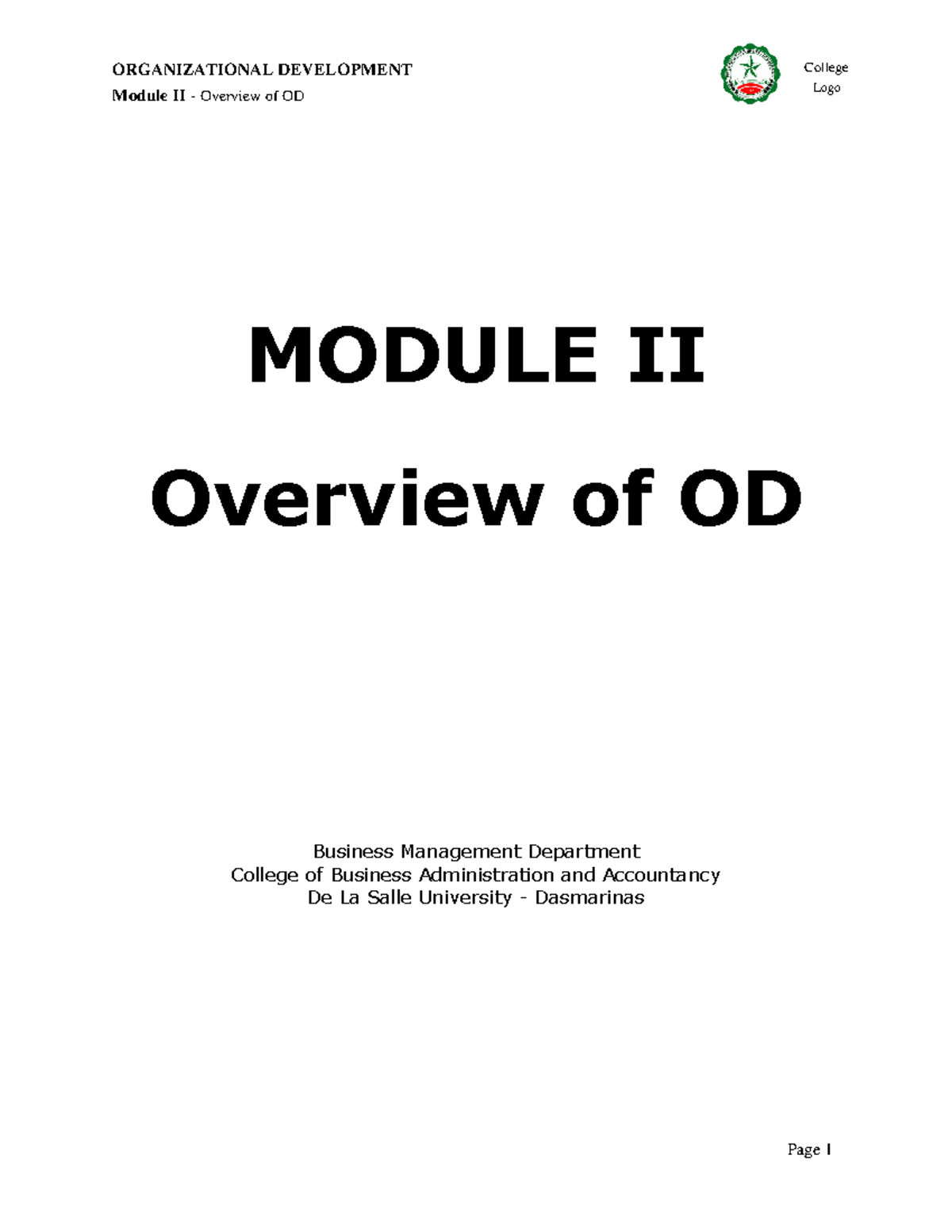 M2 Overview OD - Note summaries - ORGANIZATIONAL DEVELOPMENT Module II ...