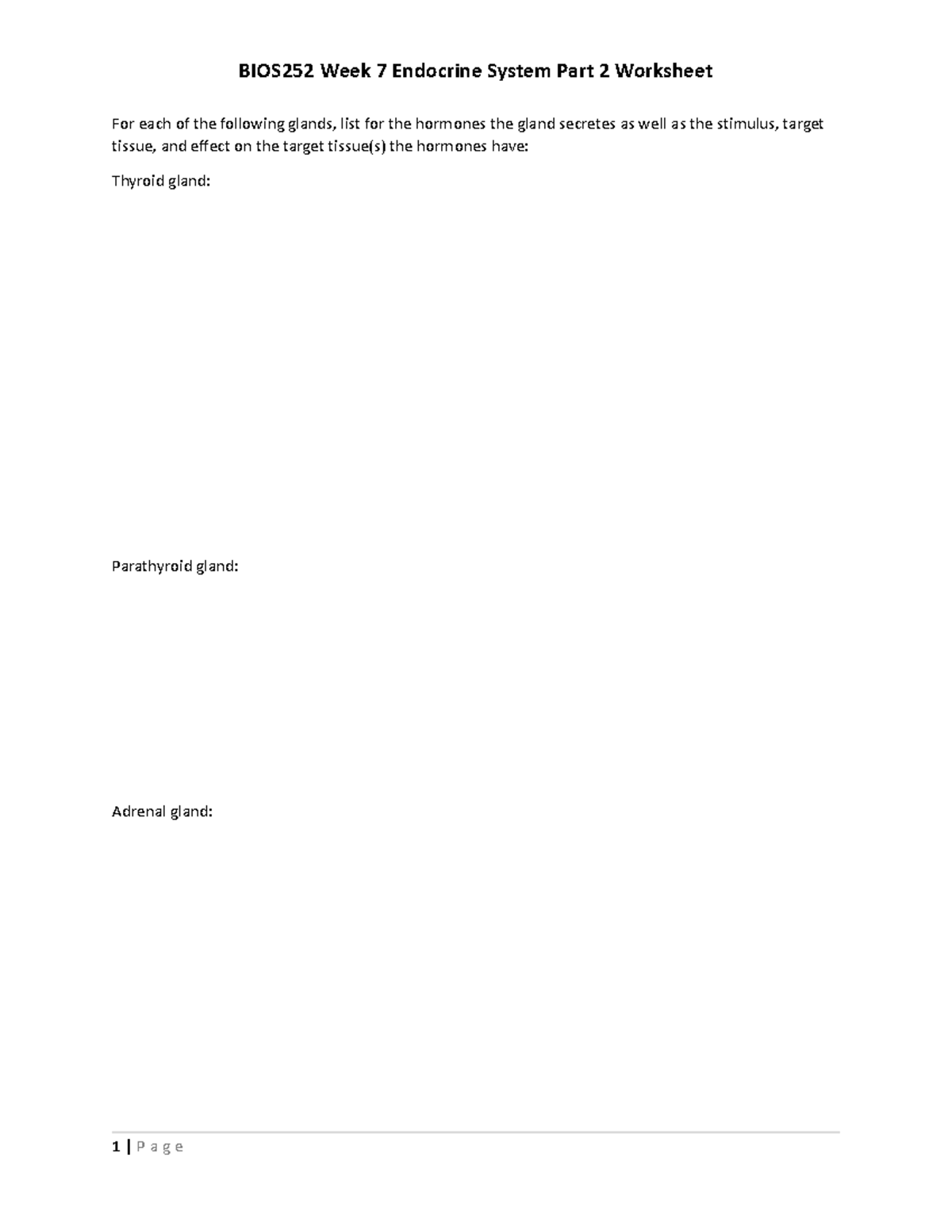 BIOS252 week 7 - Assignment for week 7 bio 253 - For each of the ...